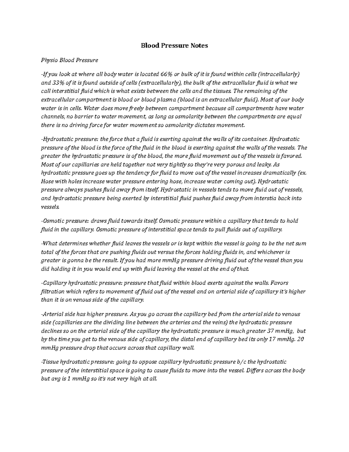 Physio Blood Pressure - Blood Pressure Notes Physio Blood Pressure -If ...