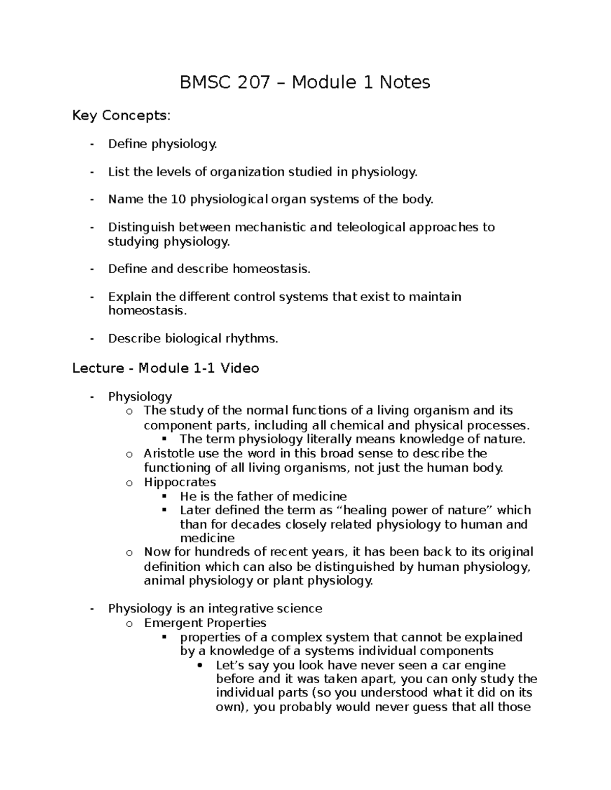Module 1 - Notes - BMSC 207 – Module 1 Notes Key Concepts: Define ...