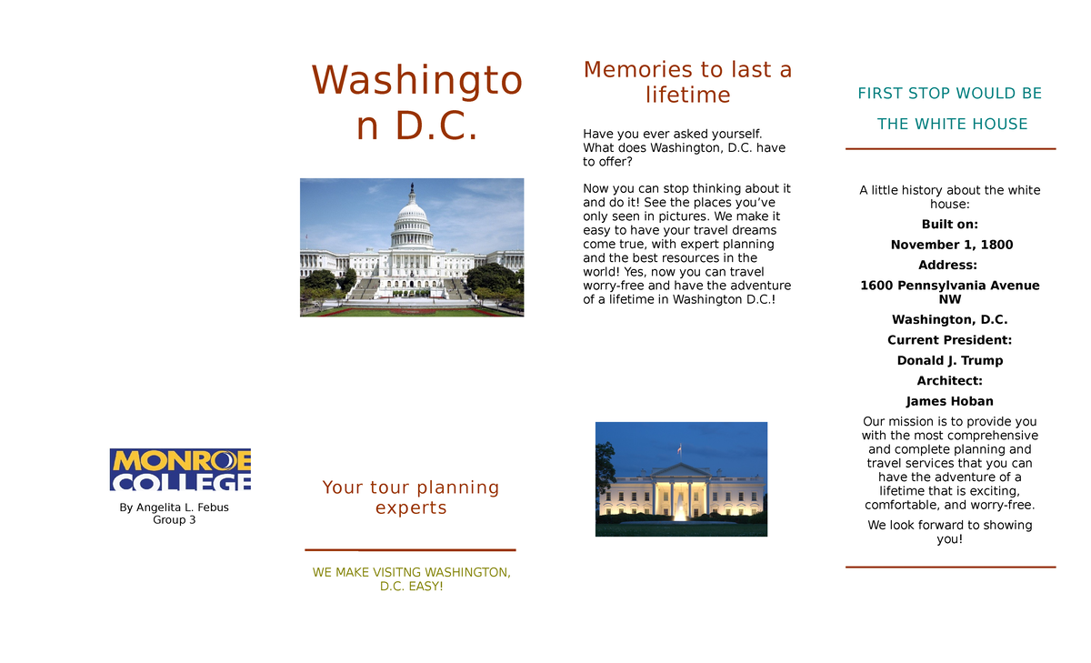 Washington brochure Monroe College Marketing - Washingto n D. By ...
