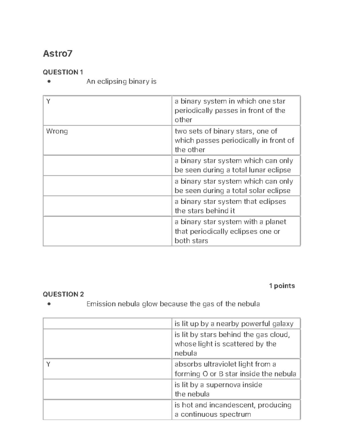 Astronomy 1 Assignments Astro Question 1 An Eclipsing Binary Is Y A Binary System In Which One
