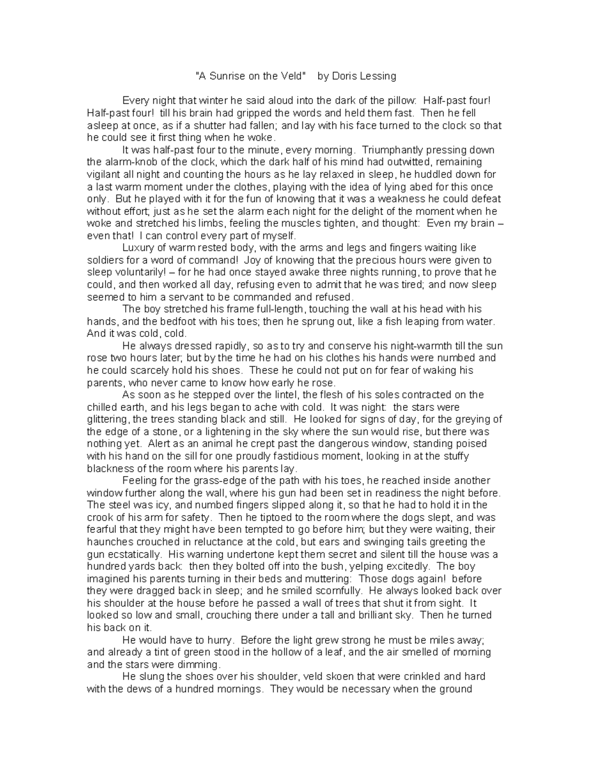 A sunrise on the veld by doris lessing - "A Sunrise on the Veld" by ...