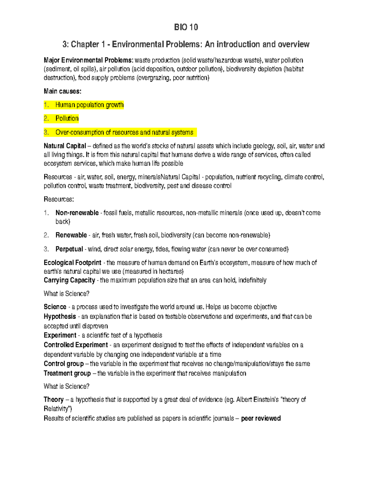 Lecture Topic #1 - MARK DEGNER BIO 103 - BIO 10 3: Chapter 1 ...