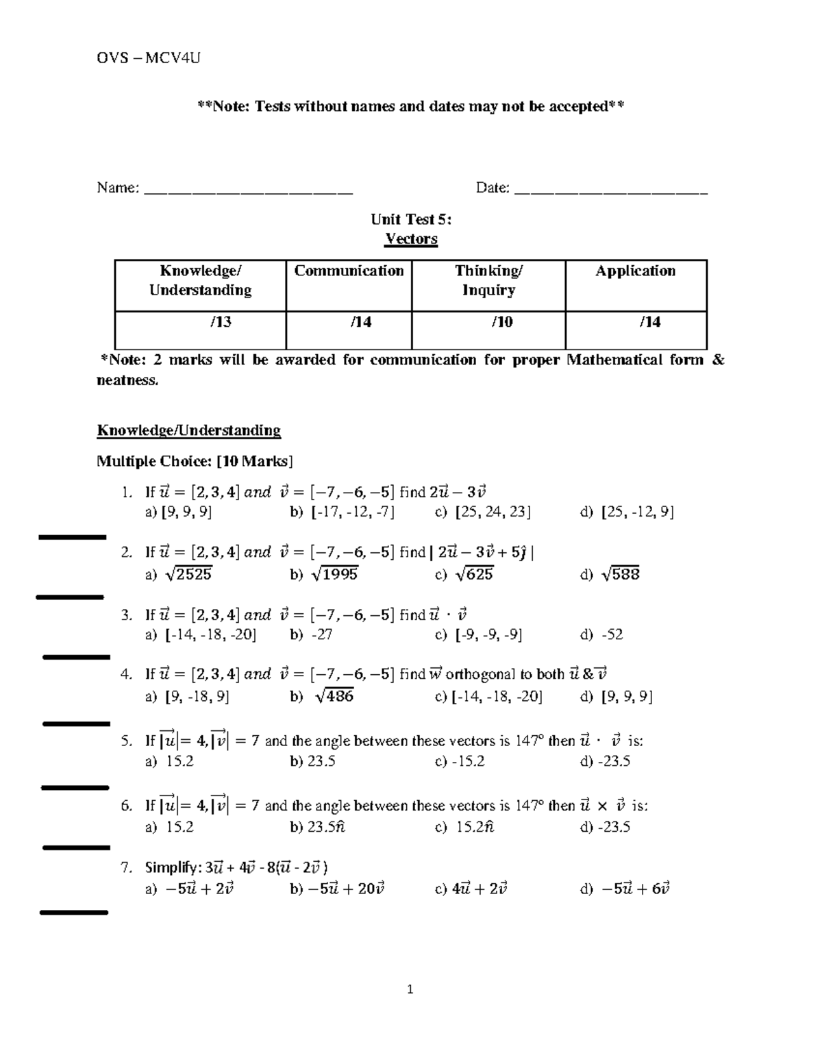 1711562810-Unit 5 - Vectors - NM - Note: Tests without names and dates ...