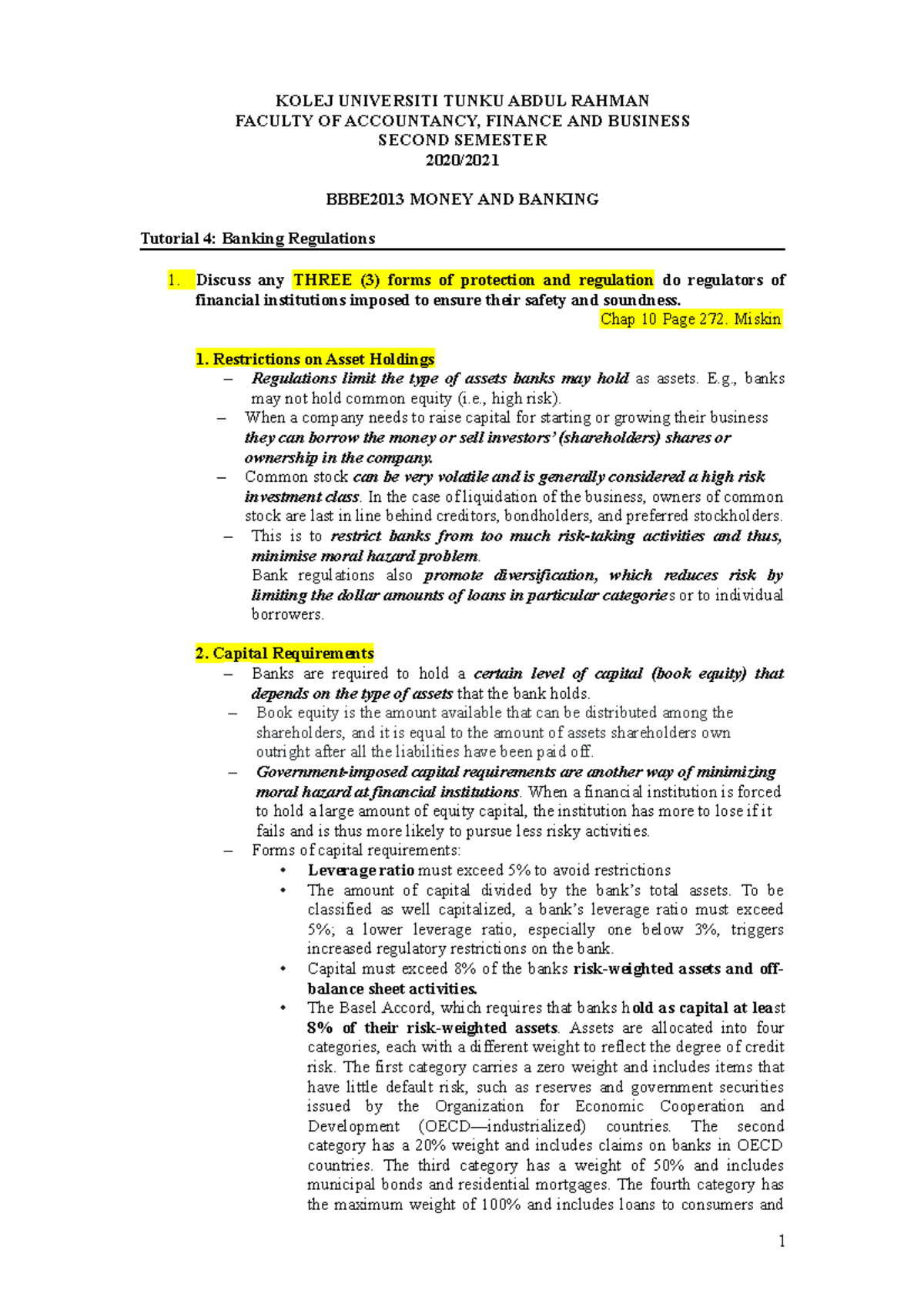 T4 BBBE2013 - Tutorial Answer - KOLEJ UNIVERSITI TUNKU ABDUL RAHMAN ...