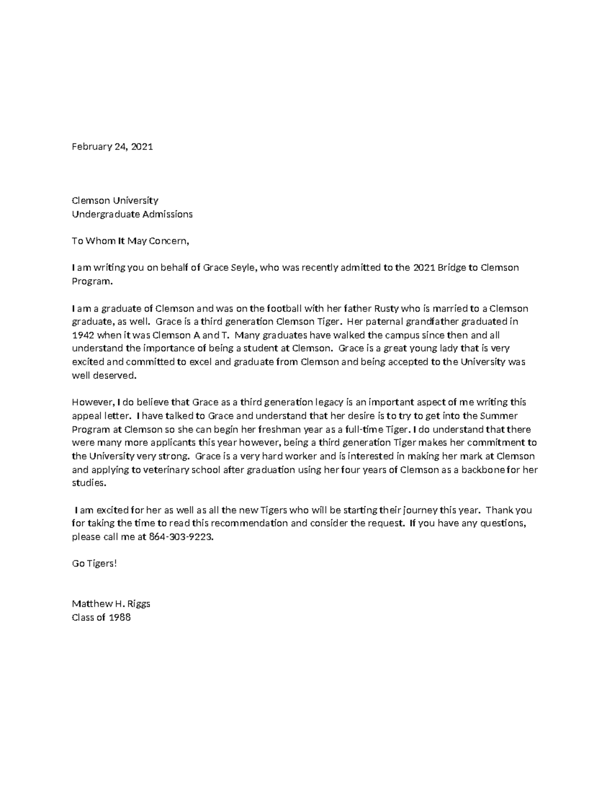 Document 1 - Hello - February 24, 2021 Clemson University Undergraduate ...