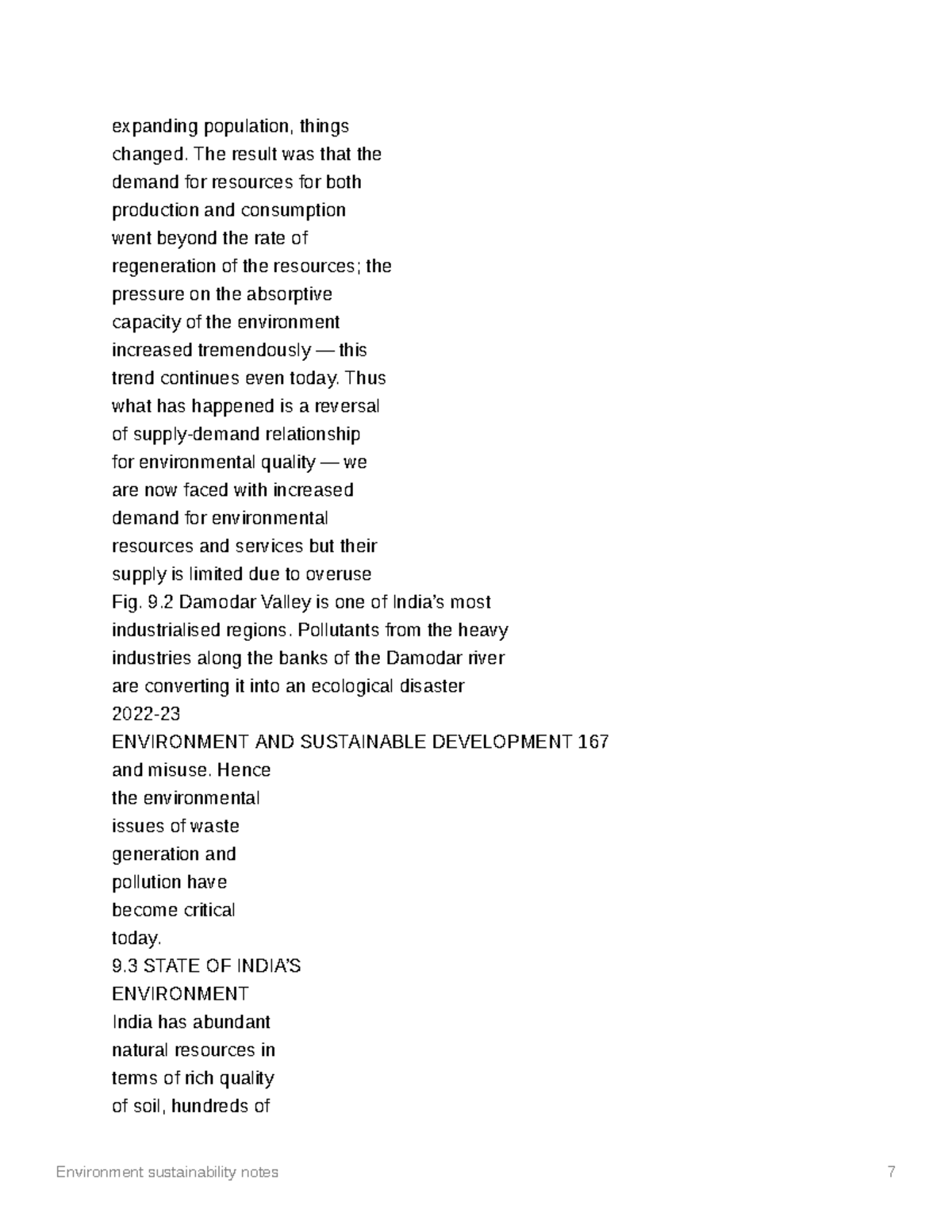 Environment sustainability notes 7-8 - Environment sustainability notes ...