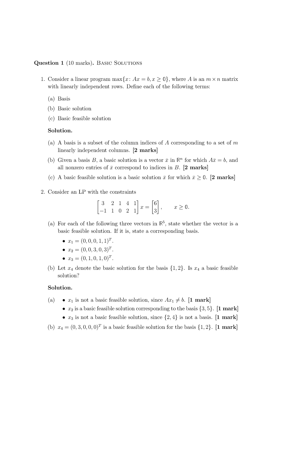 CO250 - Sample Midterm 2 - Solutions - Question 1(10 marks).Basic ...