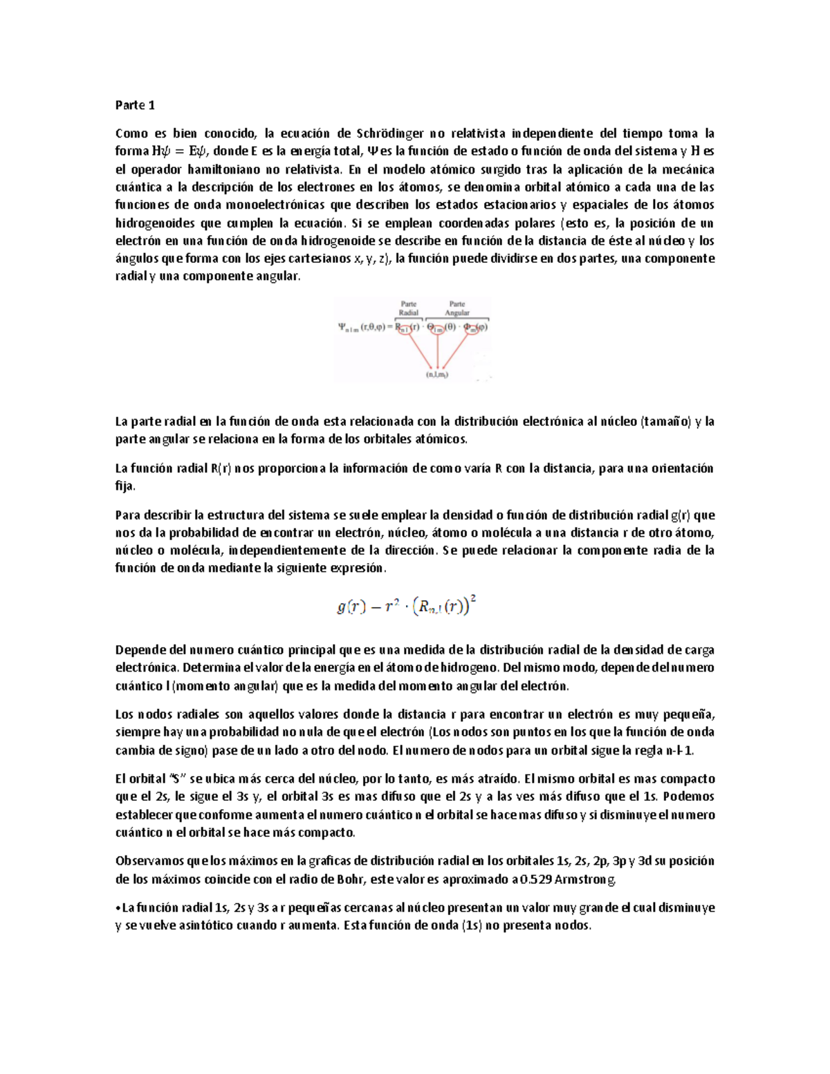 Función de distribución radial y función radial para los orbitales 1s ...