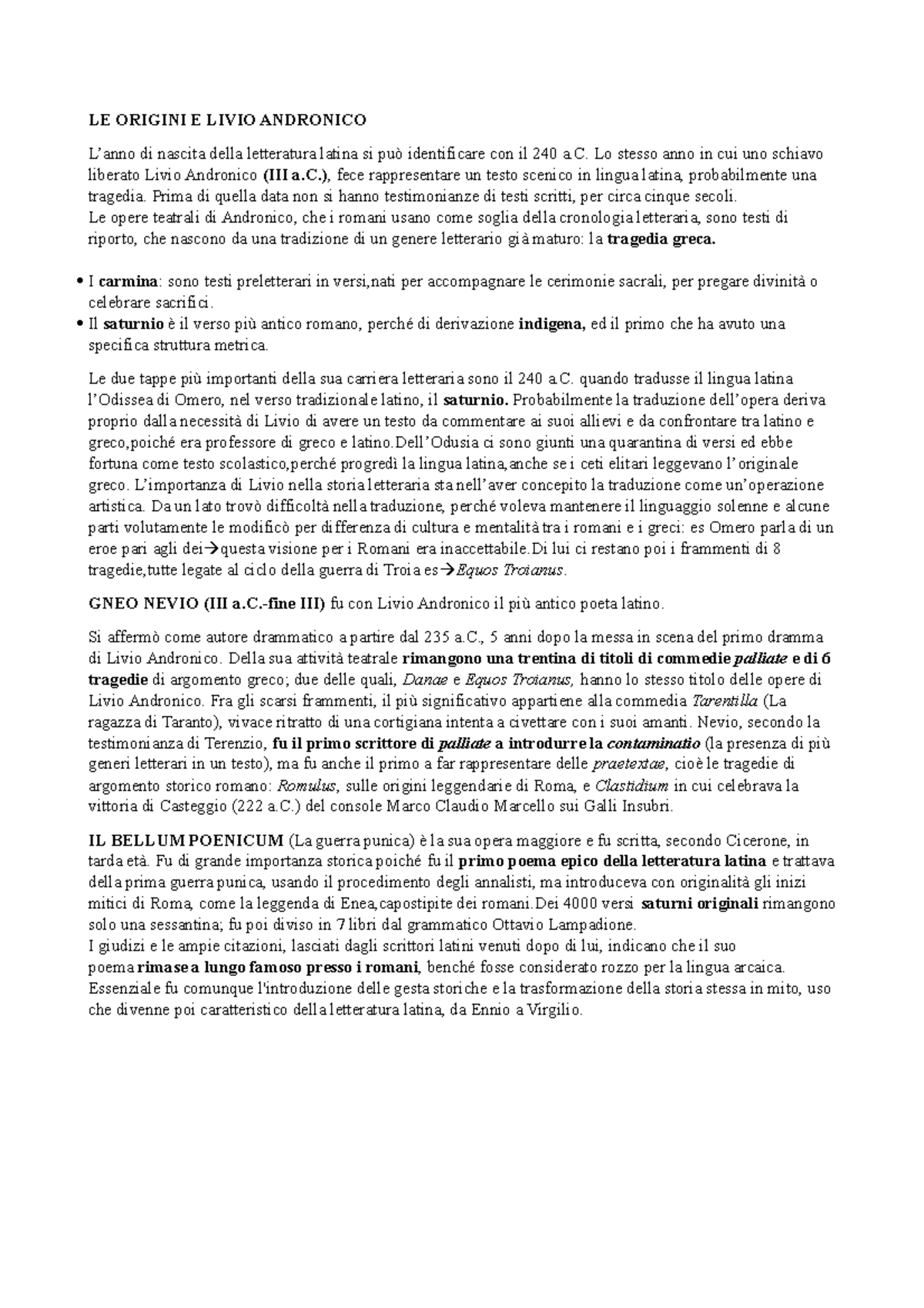 Livio Andronico E Gneo Nevio - LE ORIGINI E LIVIO ANDRONICO L’anno di nascita della letteratura ...