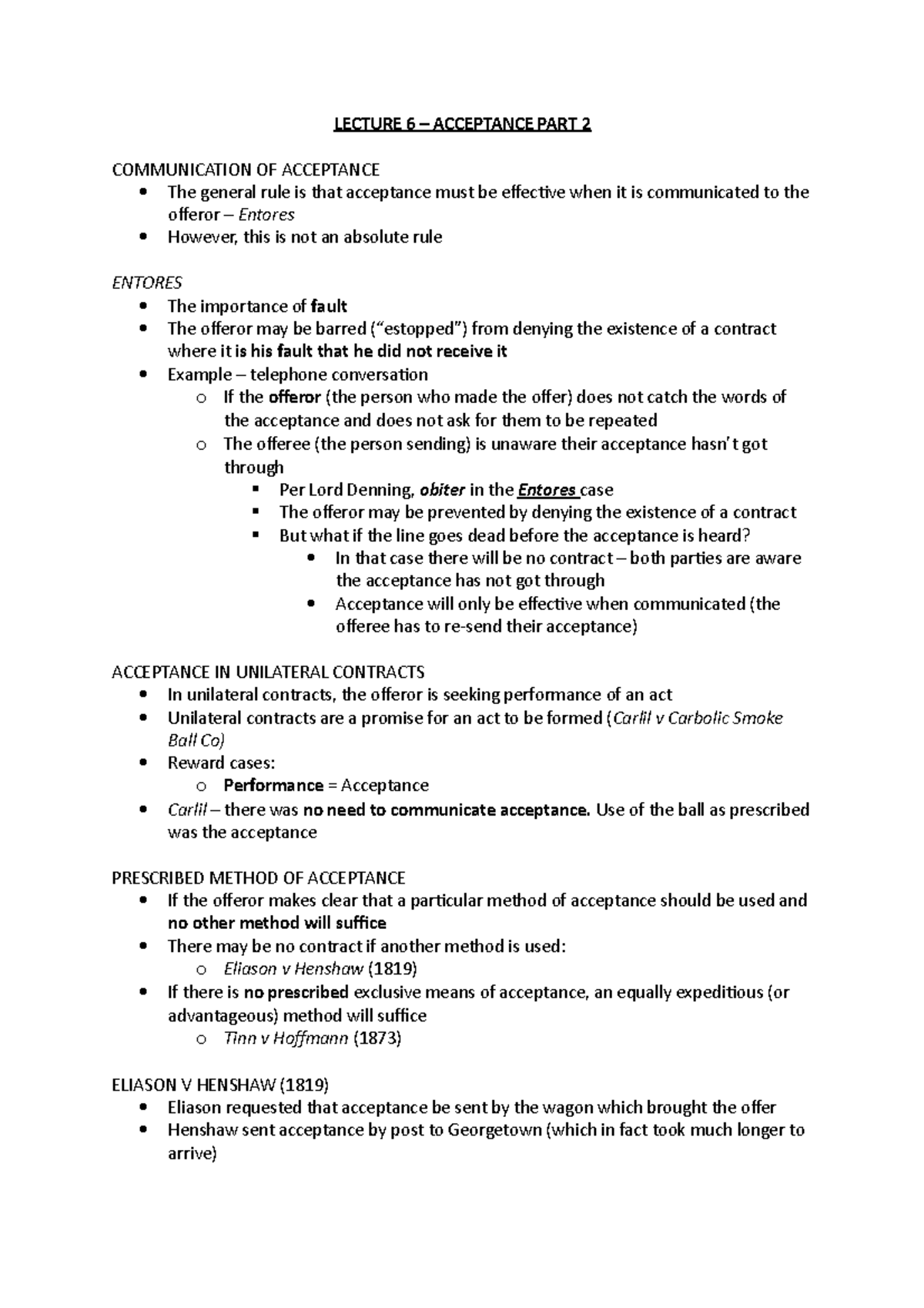 Lecture 6 - LECTURE 6 – ACCEPTANCE PART 2 COMMUNICATION OF ACCEPTANCE ...