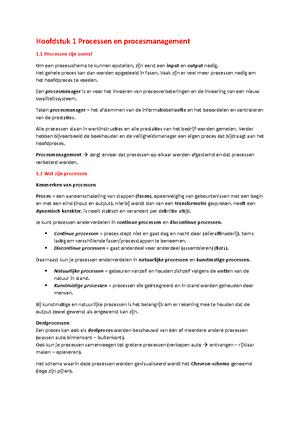 Procesmanagement - samenvatting - hoofdstuk 1: processchema: hoe zou je ...