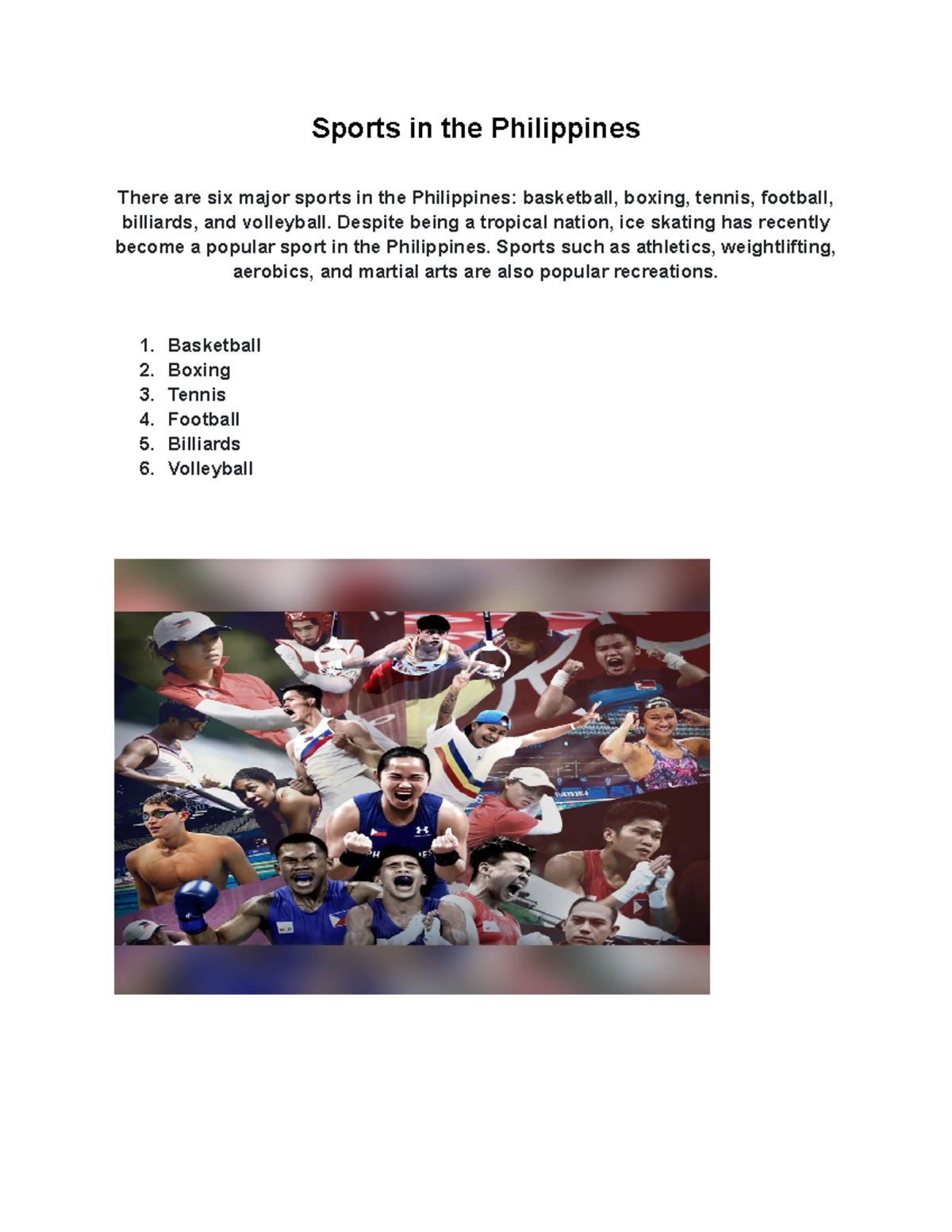 Sports in the Philippines - Despite being a tropical nation, ice ...