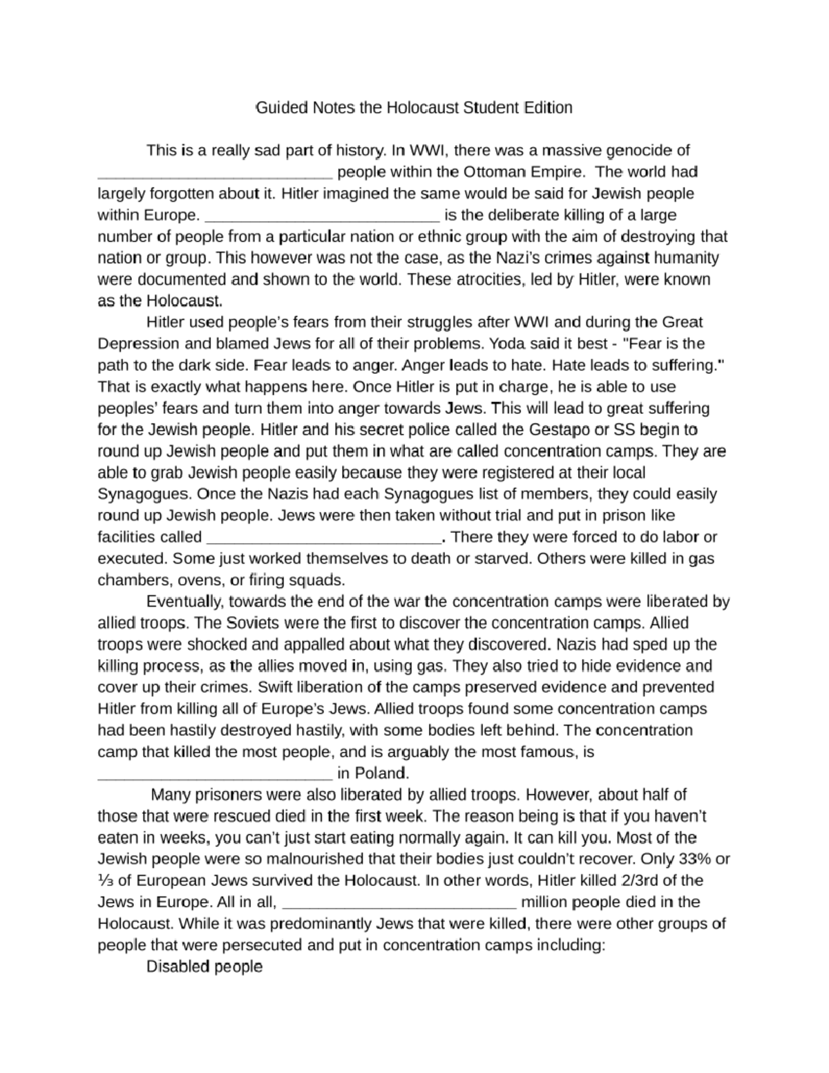 Holocaust Guided Notes - Studocu