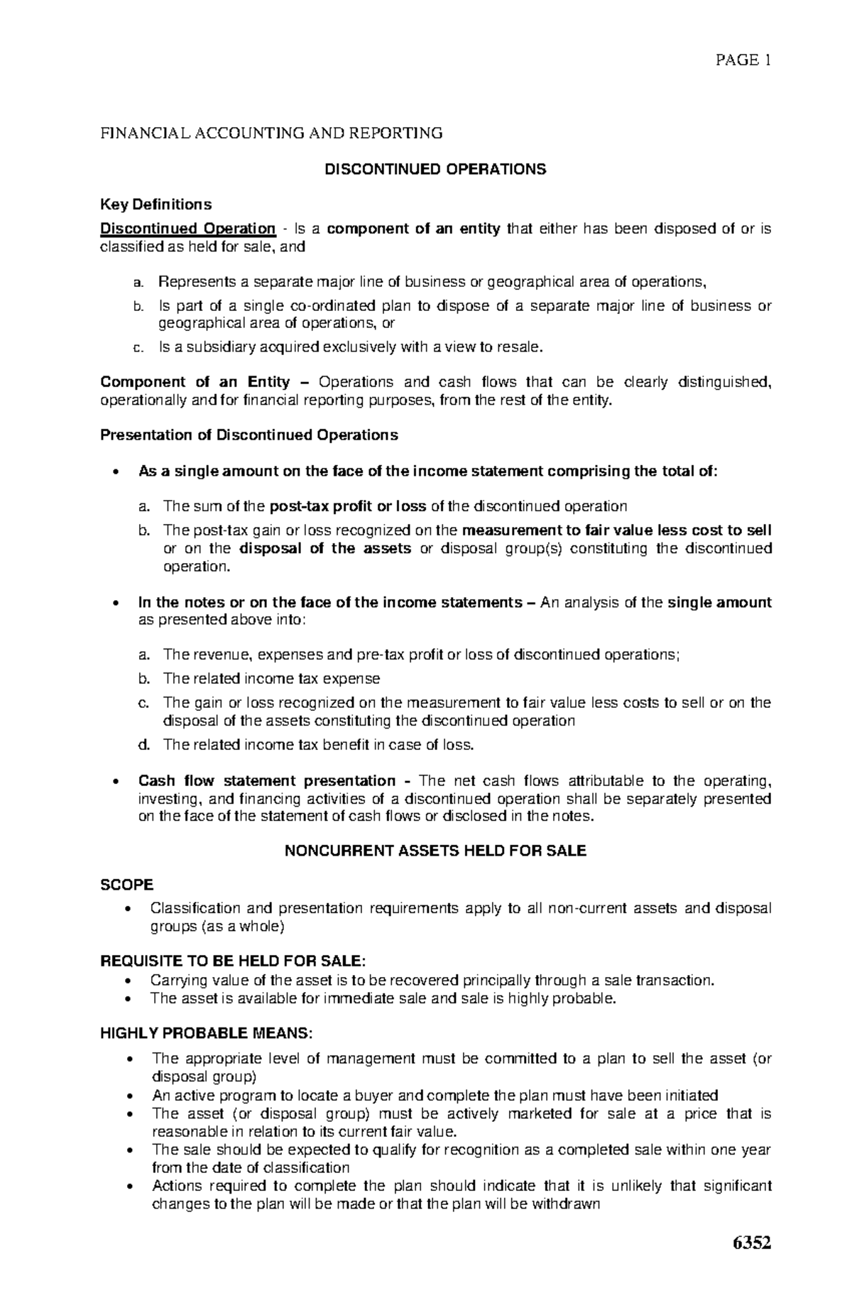 6352 Discontinued operation - PAGE 1 6352 FINANCIAL ACCOUNTING AND ...