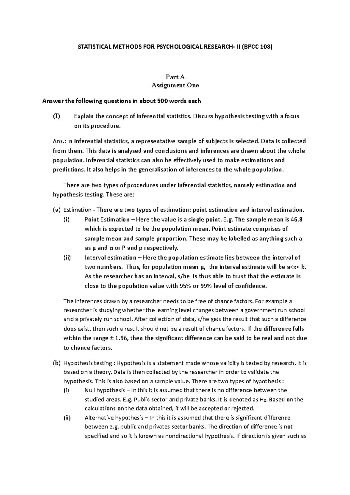 Statistical Methods FOR Psychological Research - STATISTICAL METHODS ...