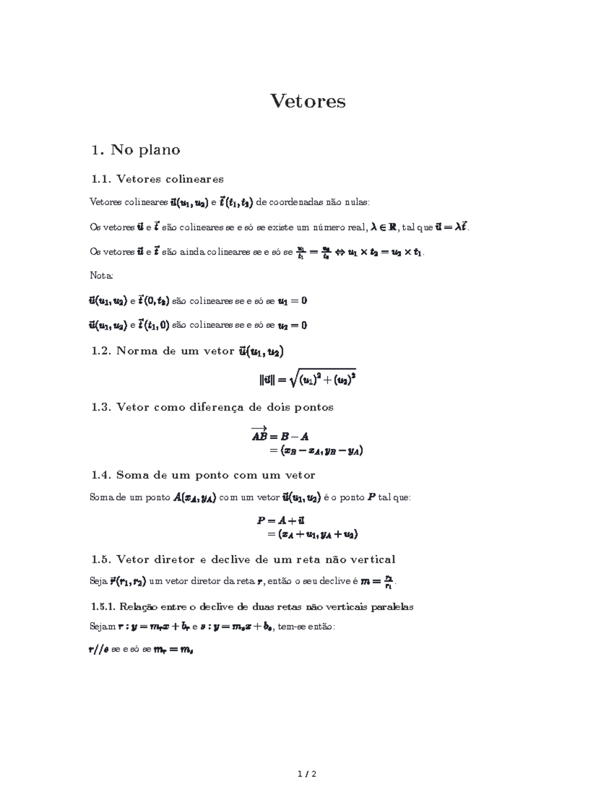 Vetores - 1 / 2 Vetores colineares e de coordenadas não nulas: Os ...