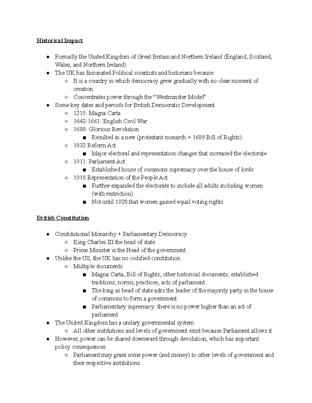 Comparative Politics - Historical Impact Formally the United Kingdom of ...