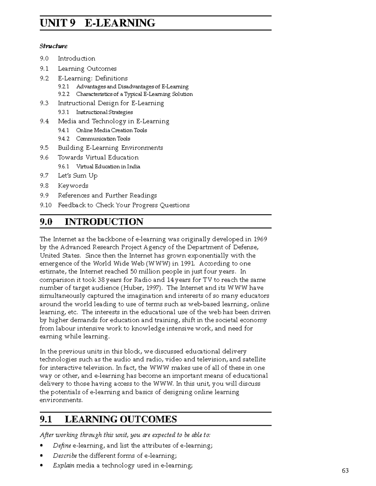 Unit-9 - Very useful - E-Learning UNIT 9 E-LEARNING Structure 9 ...