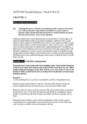 Tutorial 10 (Week 11) solution - TUTORIAL 10 (WEEK 11) — QUESTION — Chapter 14 Week 11 ...