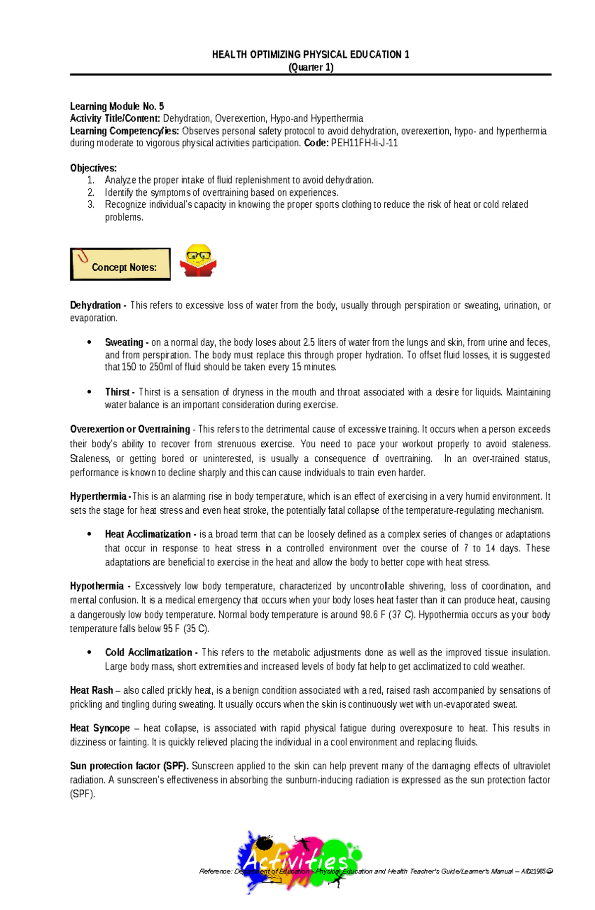 HOPE 1 Module 5 - zytyzyz - HEALTH OPTIMIZING PHYSICAL EDUCATION 1 (Quarter 1) Learning Module ...