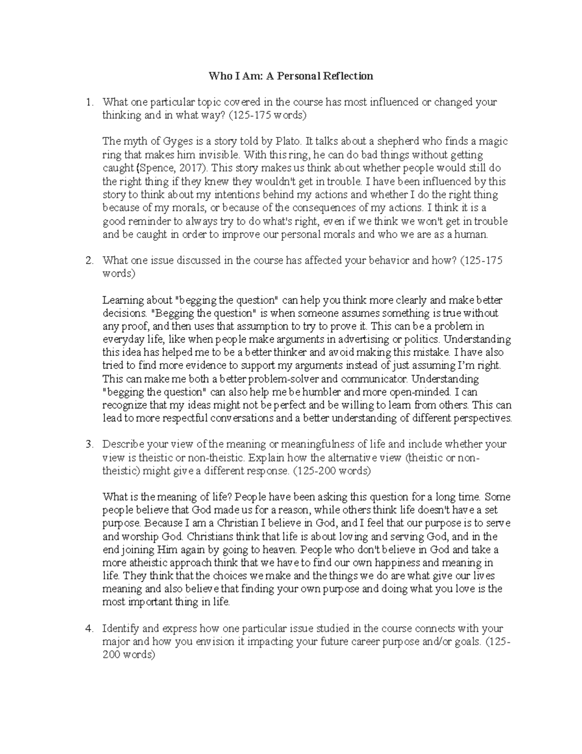 Who I Am - got a b - Who I Am: A Personal Reflection What one ...