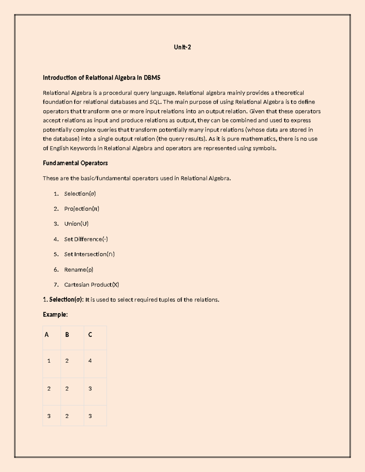 Unit-2 lecture notes(Database Technology) - Unit- Introduction of ...