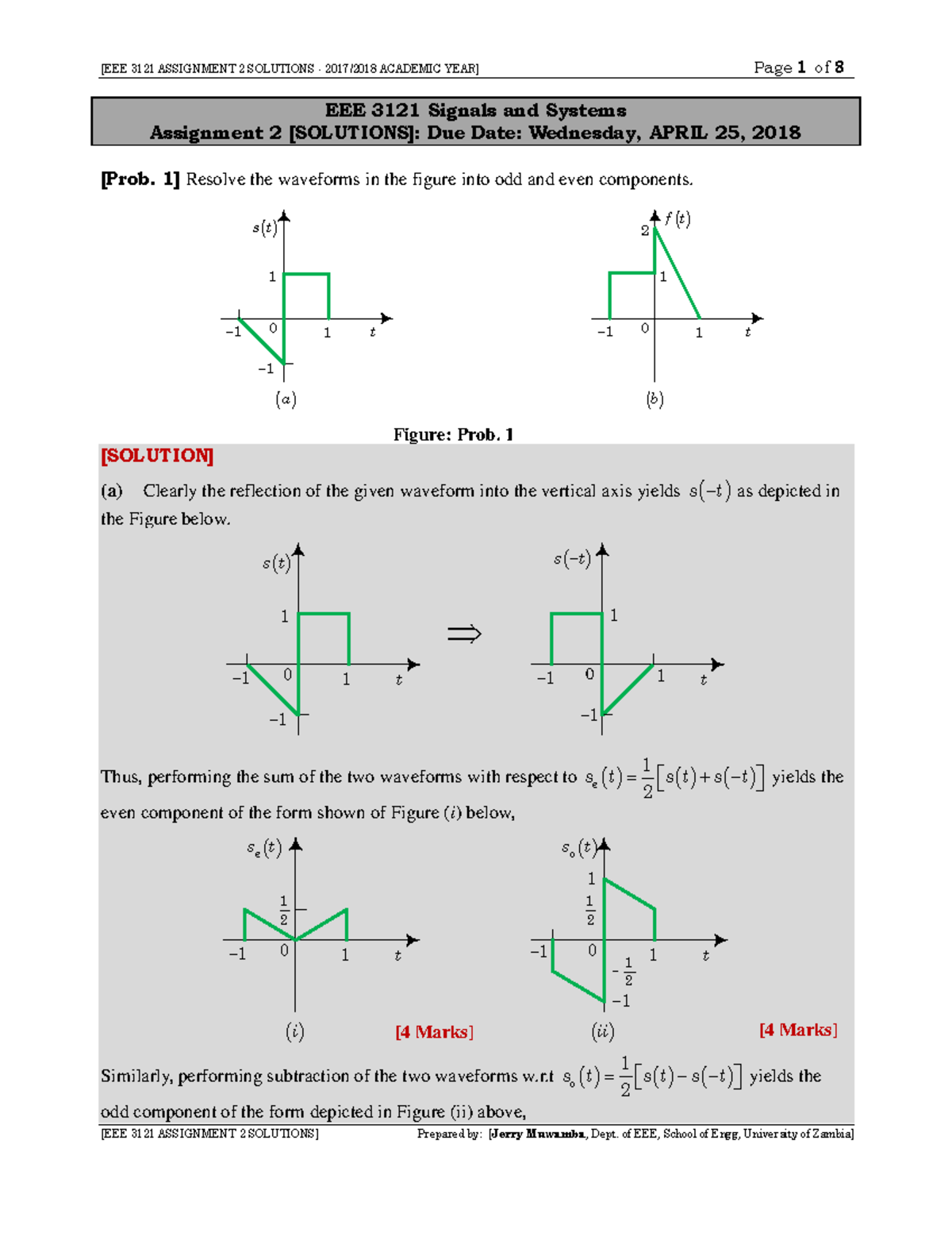 EEE 3121 Assignment 2 [ Solutions] - Page 1 of 8 [EEE 3121 ASSIGNMENT 2 ...