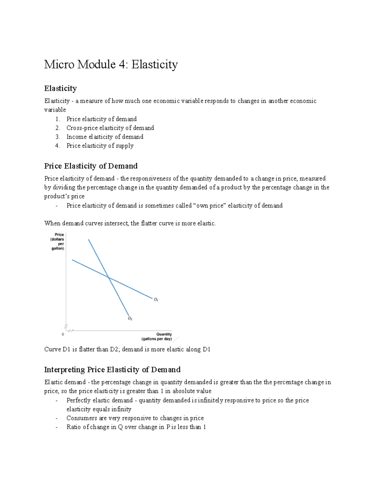 Micro Module 4 - Price elasticity of demand 2. Cross-price elasticity ...