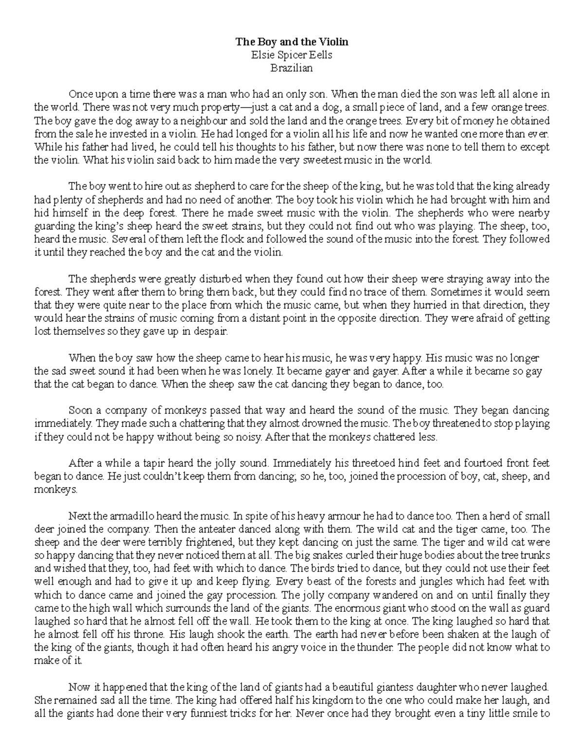 The Boy and the Violin - sdad - The Boy and the Violin Elsie Spicer ...