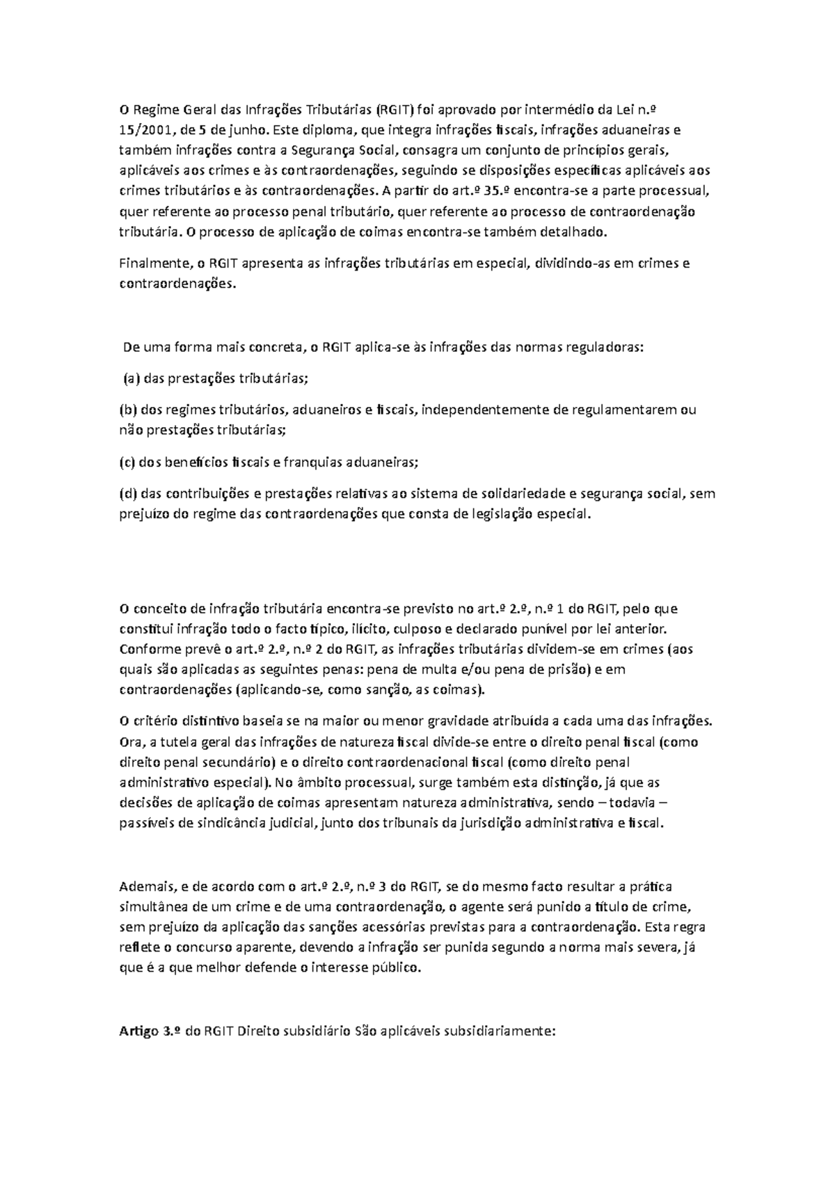 O Regime Geral Das Infrações Tributárias O Regime Geral Das Infrações 8422
