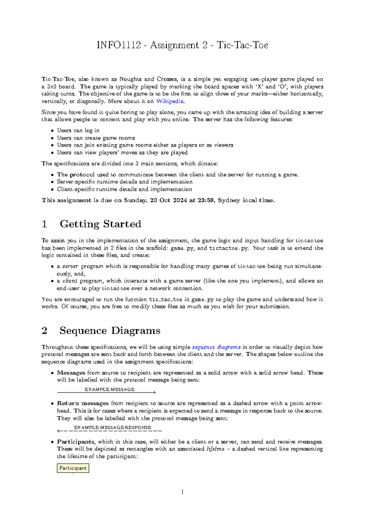 Tictactoe - The spec for A2 - INFO1112 - Assignment 2 - Tic-Tac-Toe Tic ...
