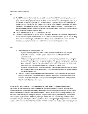 ECON100 Tutorial Unemployment Questions and Answers - ECON100 Tutorial Unemployment Que s tions ...