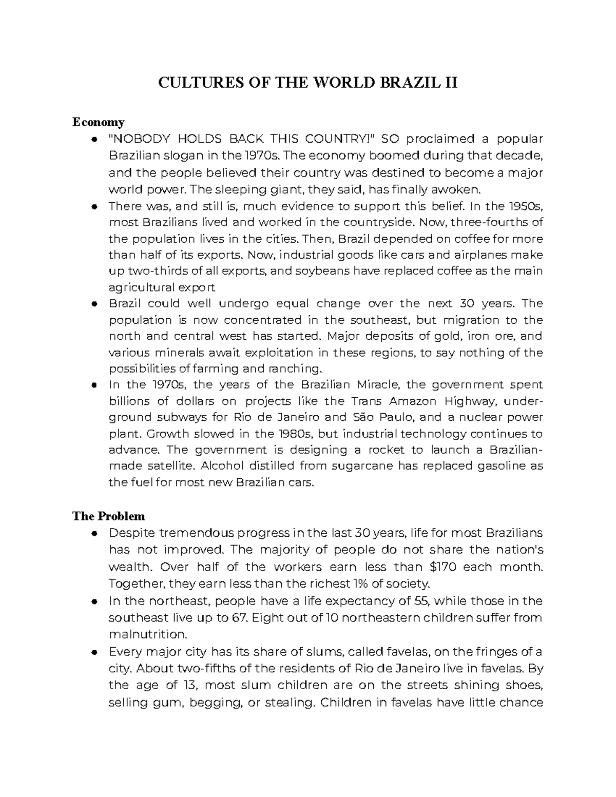 Cultures OF THE World Brazil II - CULTURES OF THE WORLD BRAZIL II ...