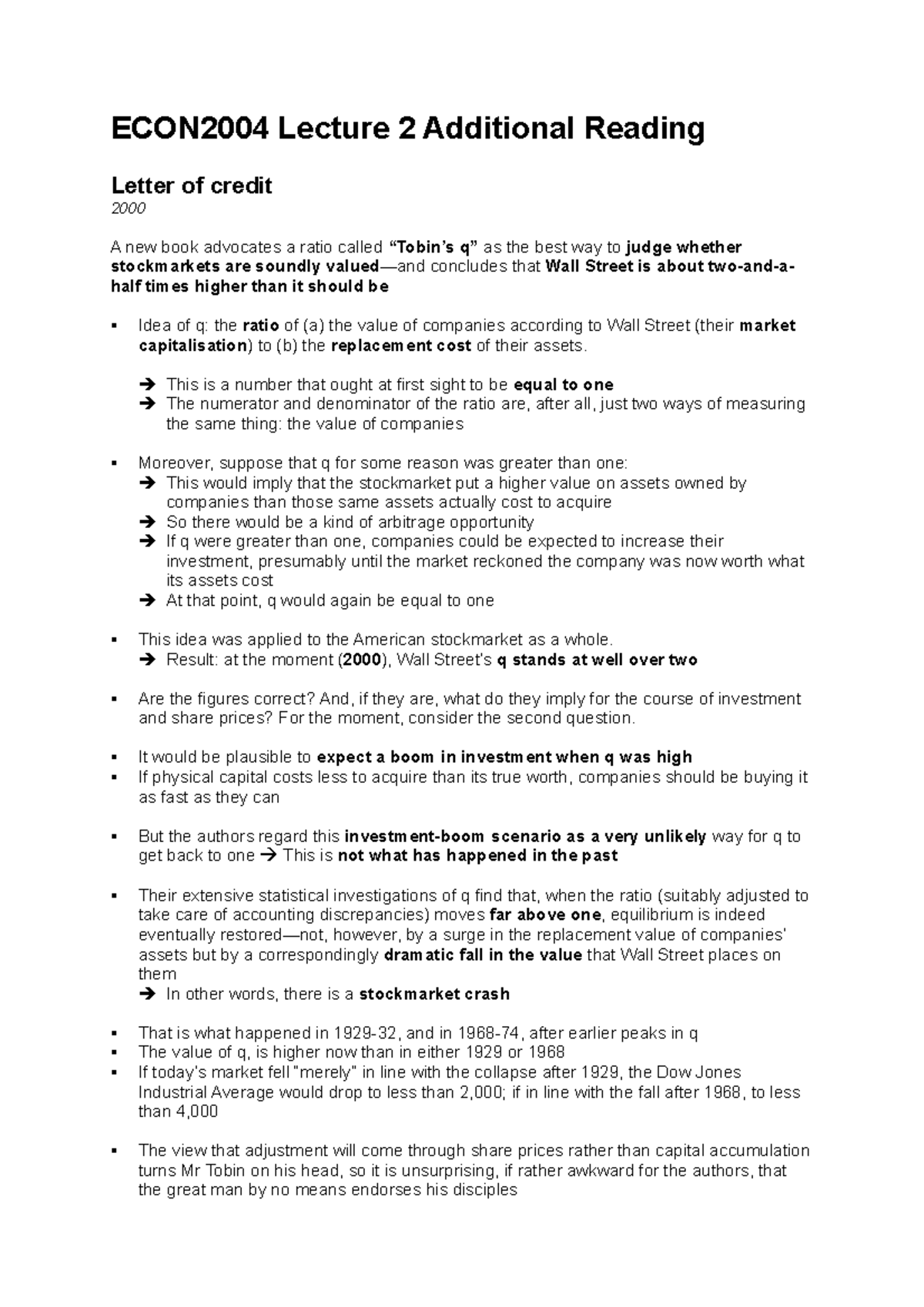 ECON2004 Lecture 2 Additional Reading - ECON2004 Lecture 2 Additional Reading Letter of credit A ...