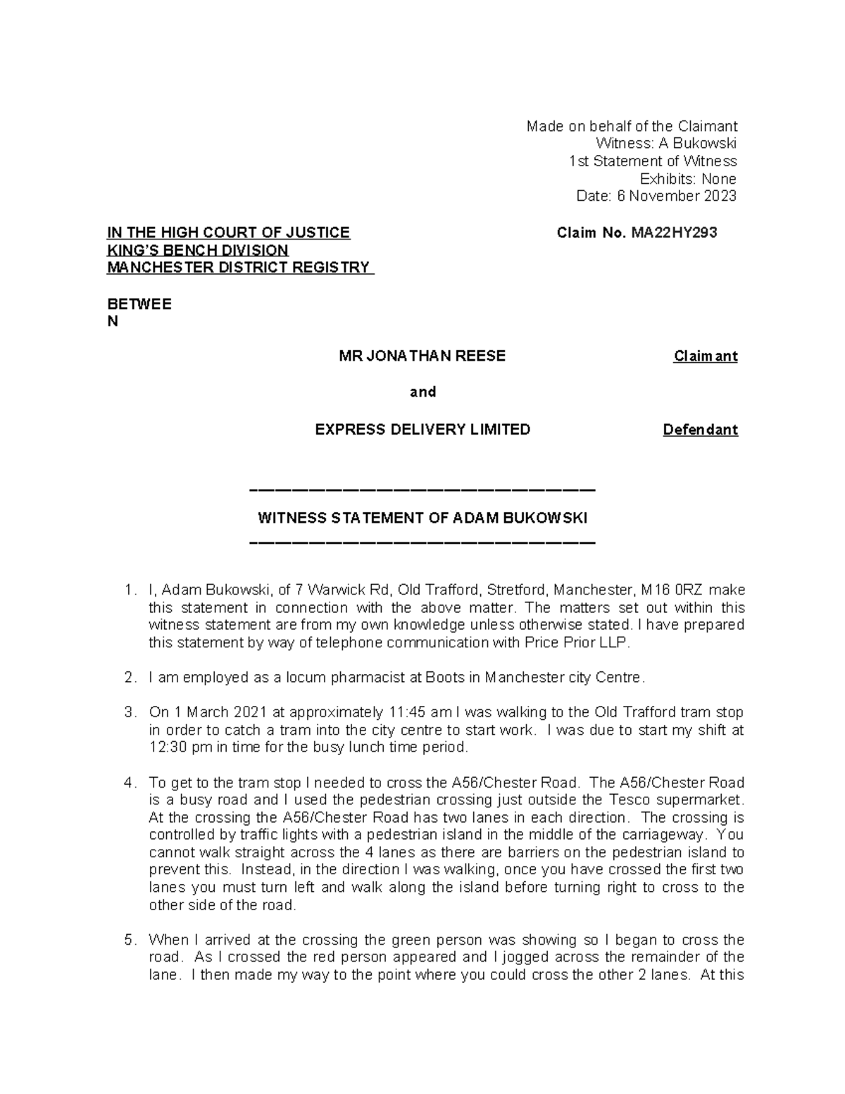 WS13 Witness Statement of Adam Bukowski W11 - Made on behalf of the ...
