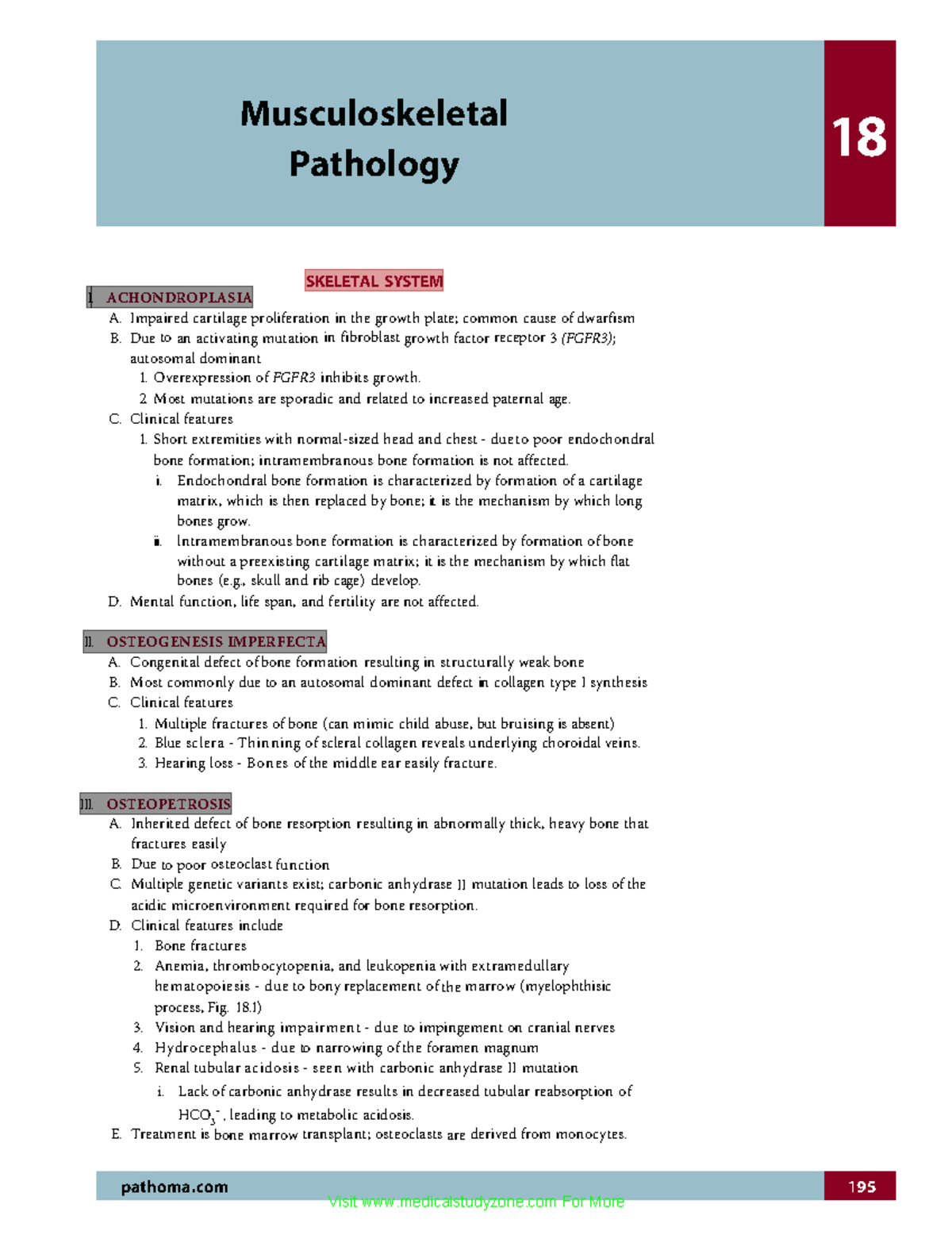 Musculoskeletal Pathology - I. ACHONDROPLASIA A. - Studocu