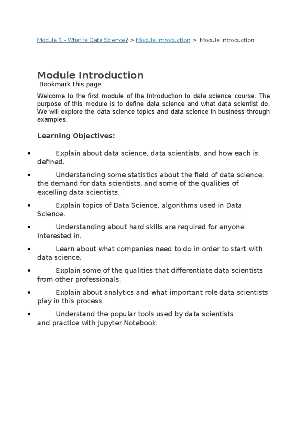 Module 1 - What is Data Science - Module 1 - What is Data Science? > Module Introduction > - Studocu