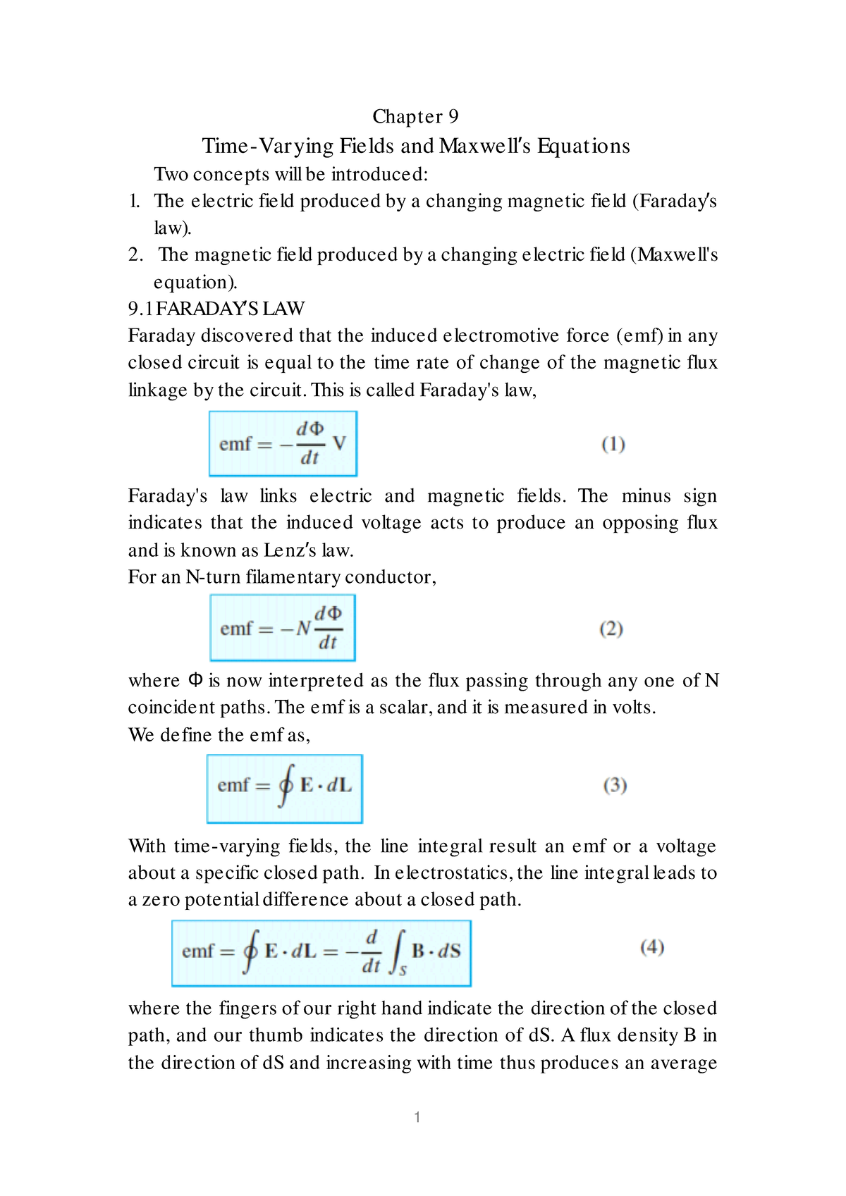 مجالات 4 - Summary Engineering Electromagnetics - Warning: Error during font loading ...