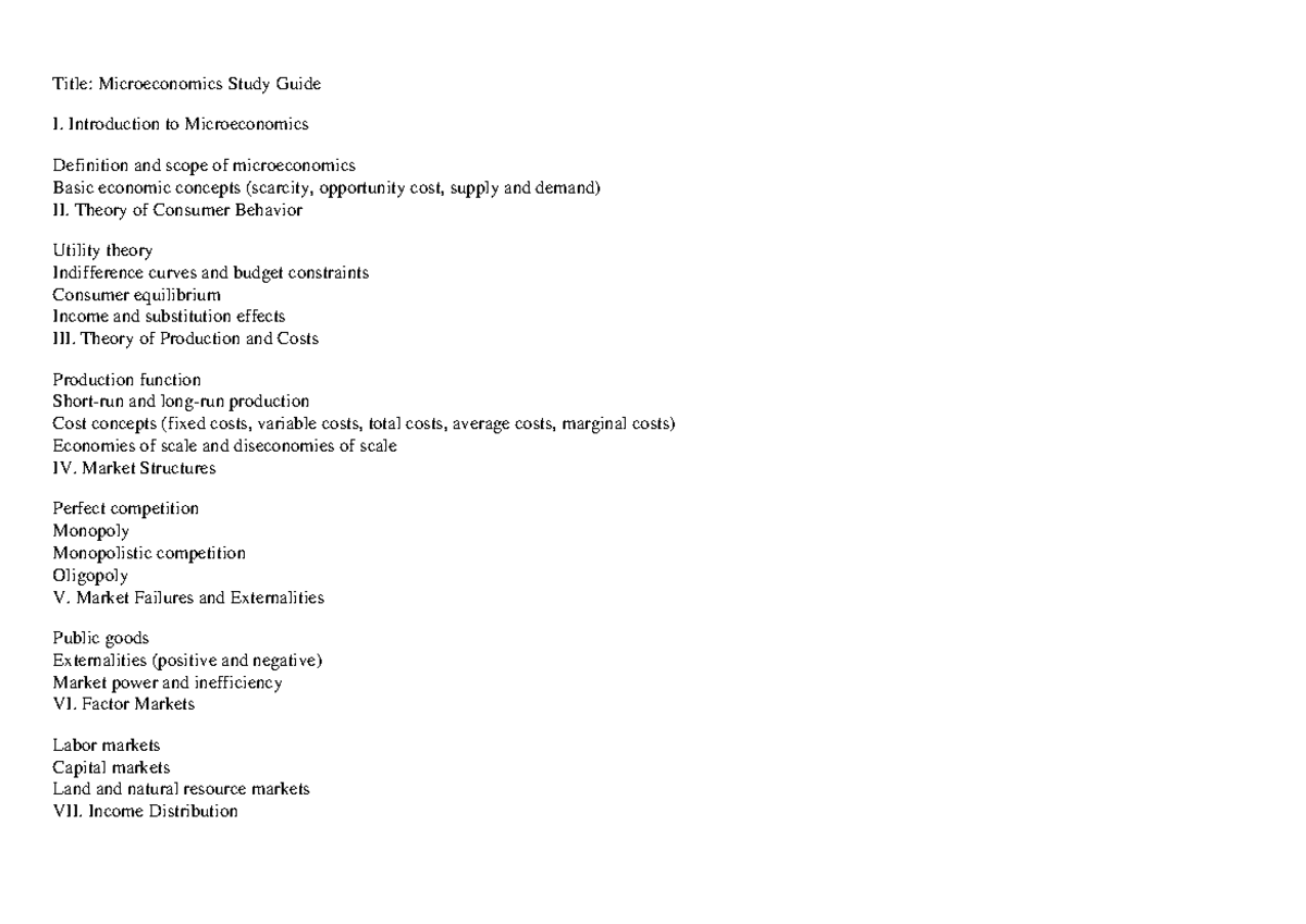 Microeconomics & Macroeconomics - Title: Microeconomics Study Guide I ...