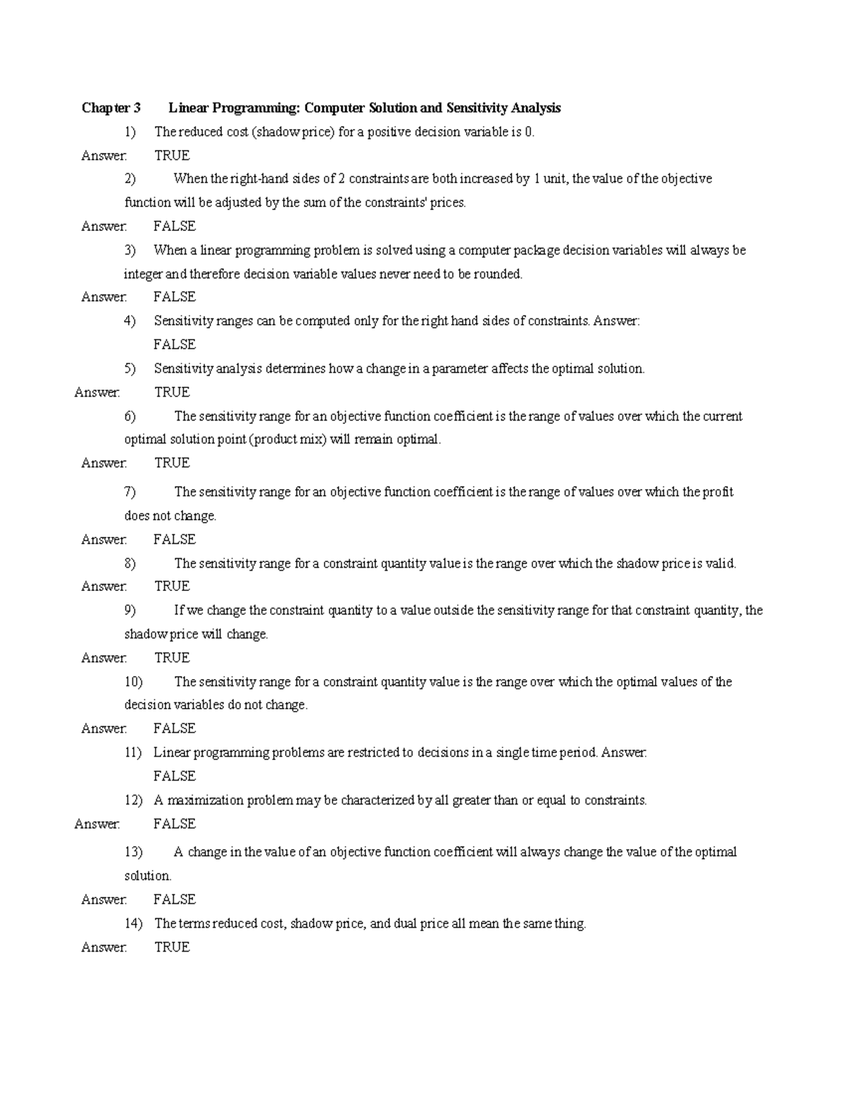 302384304 Introduction To Management Science Chap 3 Chapter 3 Linear Programming Computer