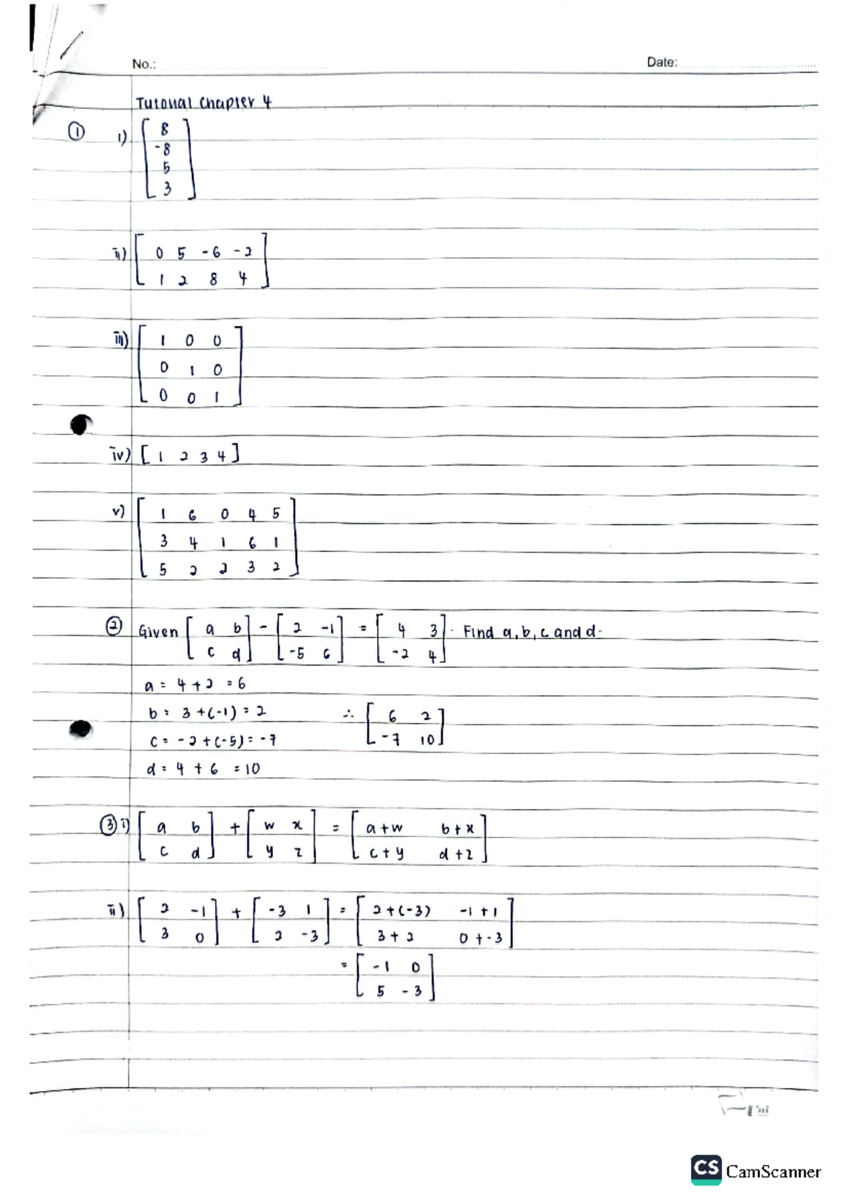 Tutorial chapter 4 - No.: Date: Tutonal chapter 4 I 1) 8 5 3 ii) 1284 ...