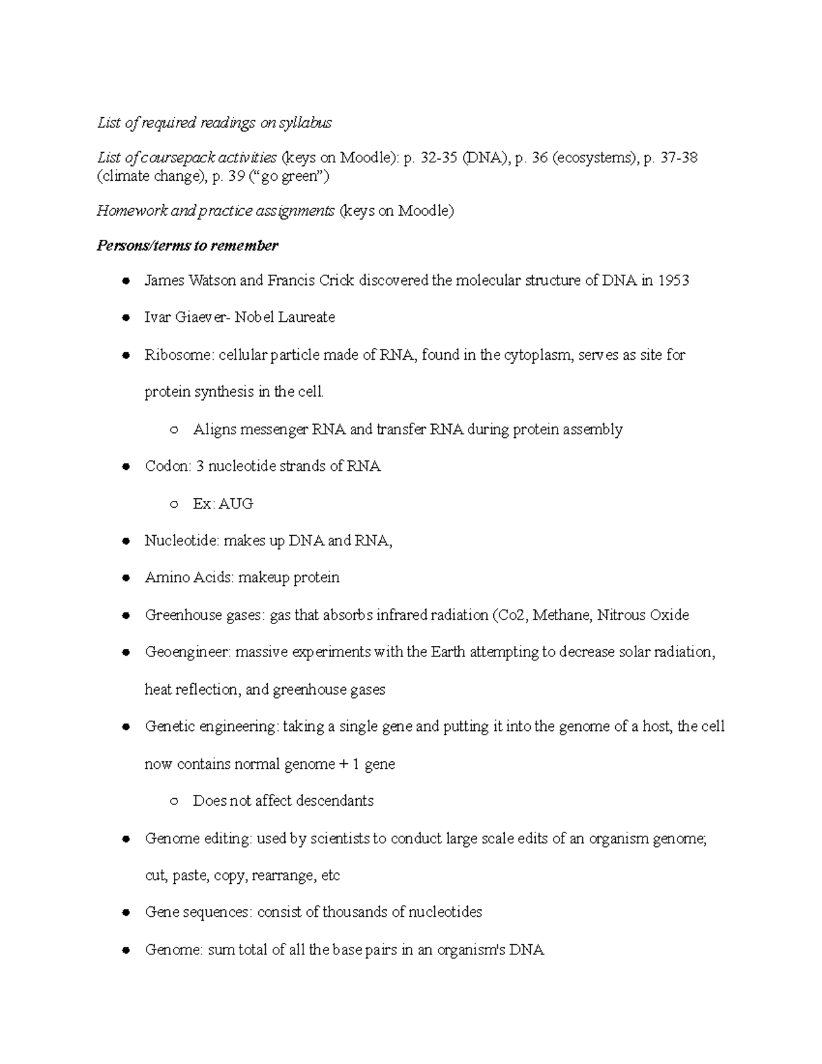 SWOB Unit 2 Study Guide - List of required readings on syllabus List of ...
