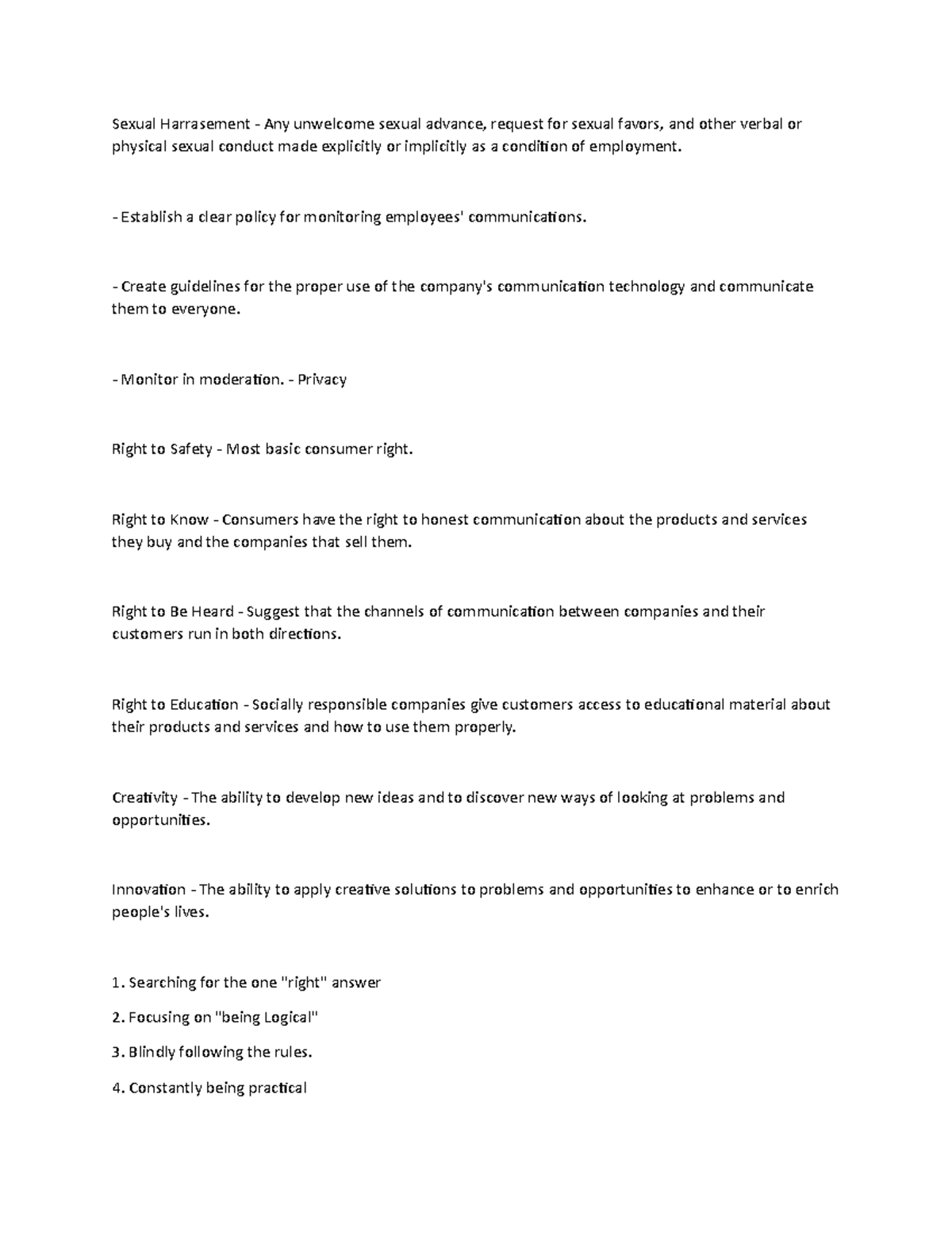 ENT 4024 - 12 - ENT 4024-003: Entrepreneurship - Sexual Harrasement ...