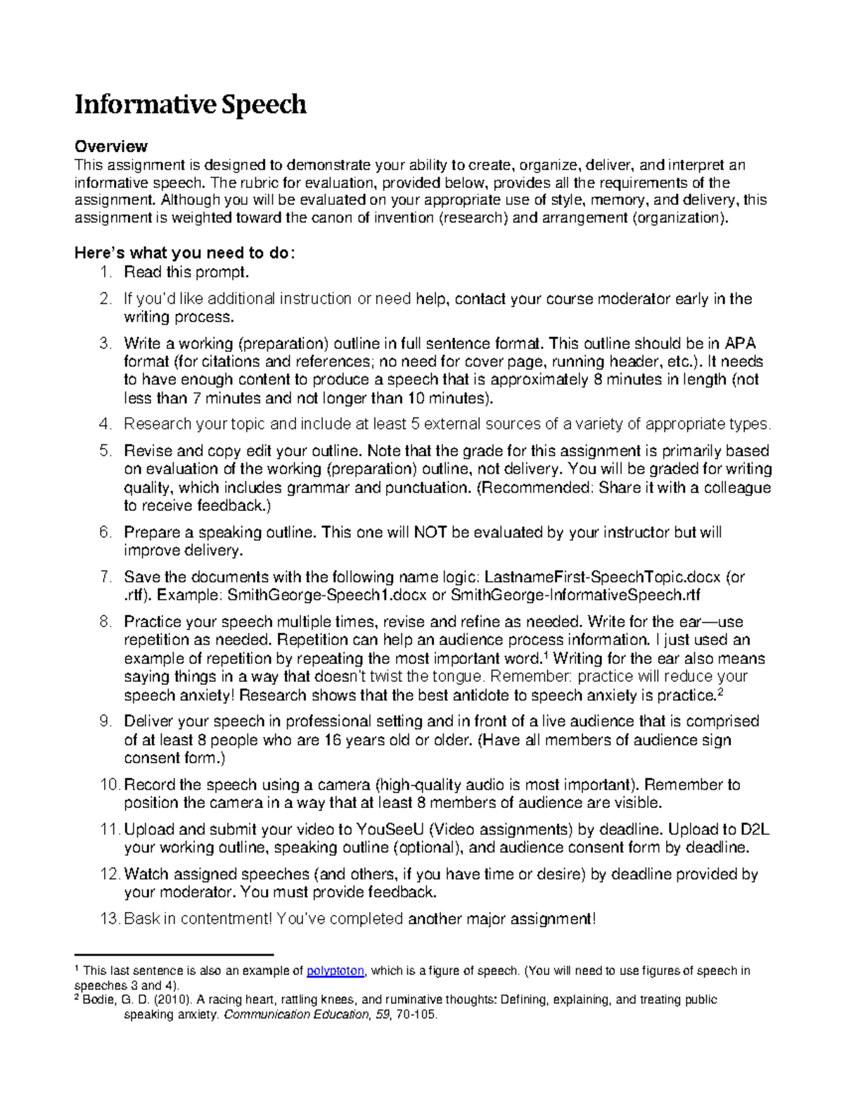 Speech 3-Informative-Speech-Prompt - Informative Speech Overview This ...