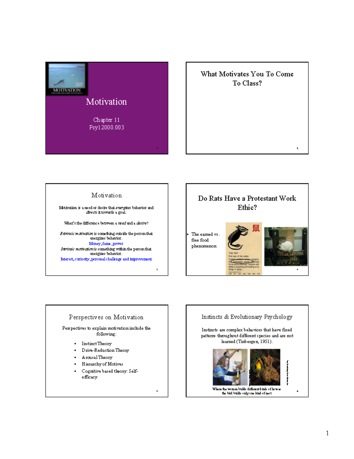 Lecture slides, lecture 11 - What Motivates You To Come To Class ...