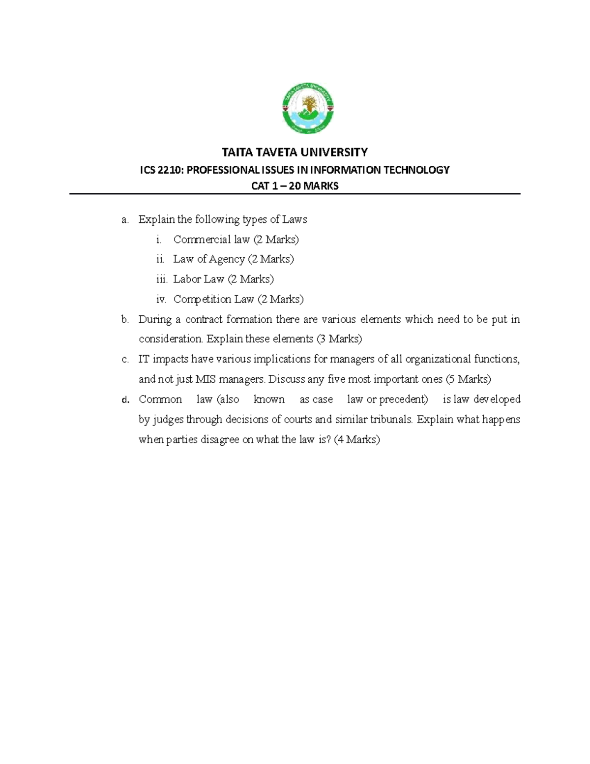 Human Computer Interface - TAITA TAVETA UNIVERSITY ICS 2210: PROFESSIONAL ISSUES IN INFORMATION ...