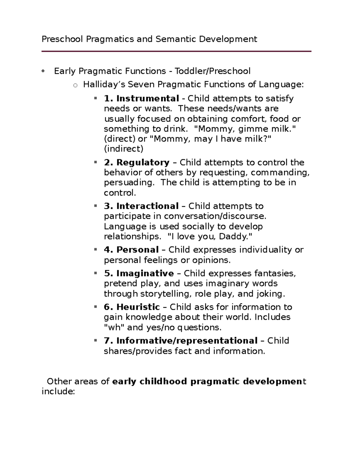 Preschool Pragmatics and Semantic Development - Instrumental - Child ...
