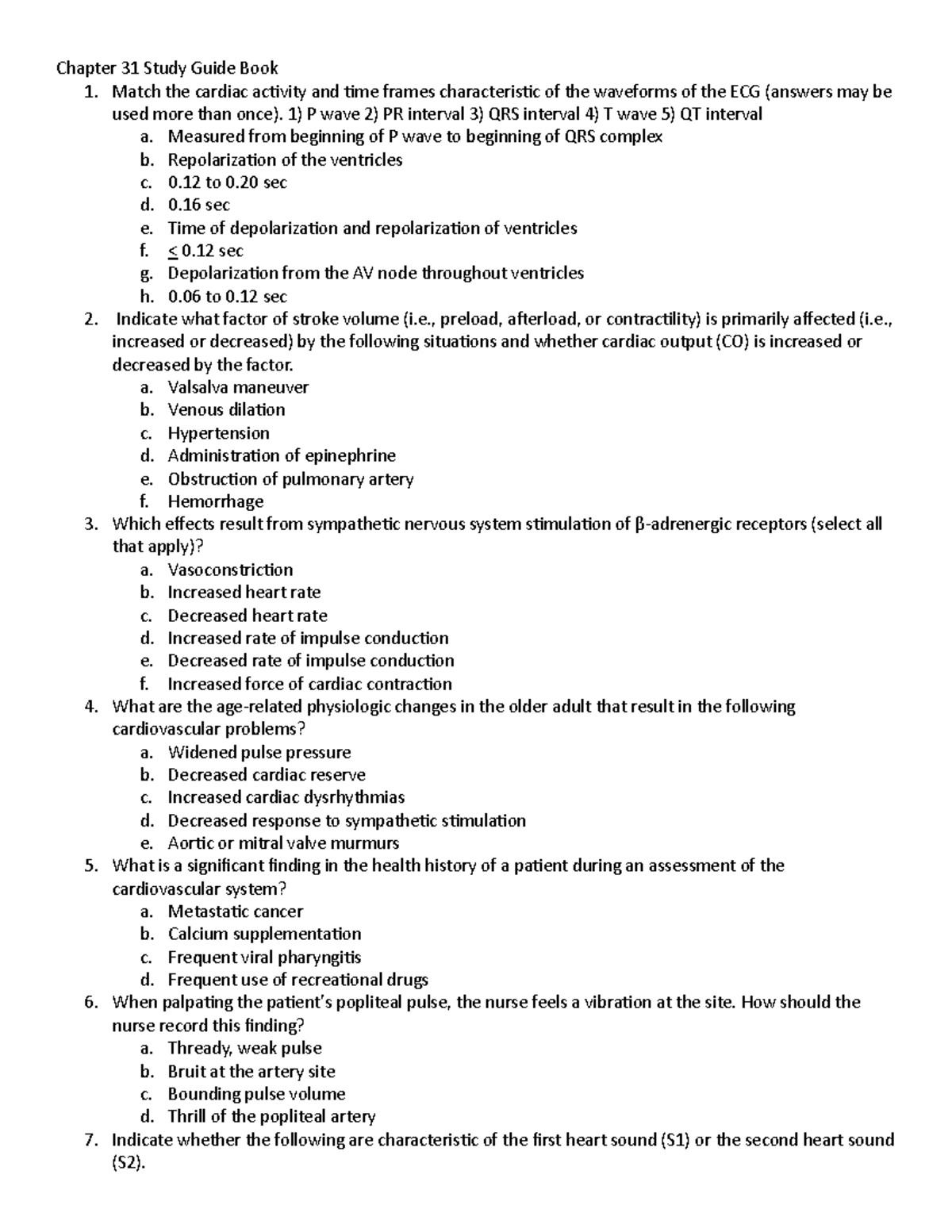 Chapter 31 Book Study Guide - Chapter 31 Study Guide Book 1. Match the ...