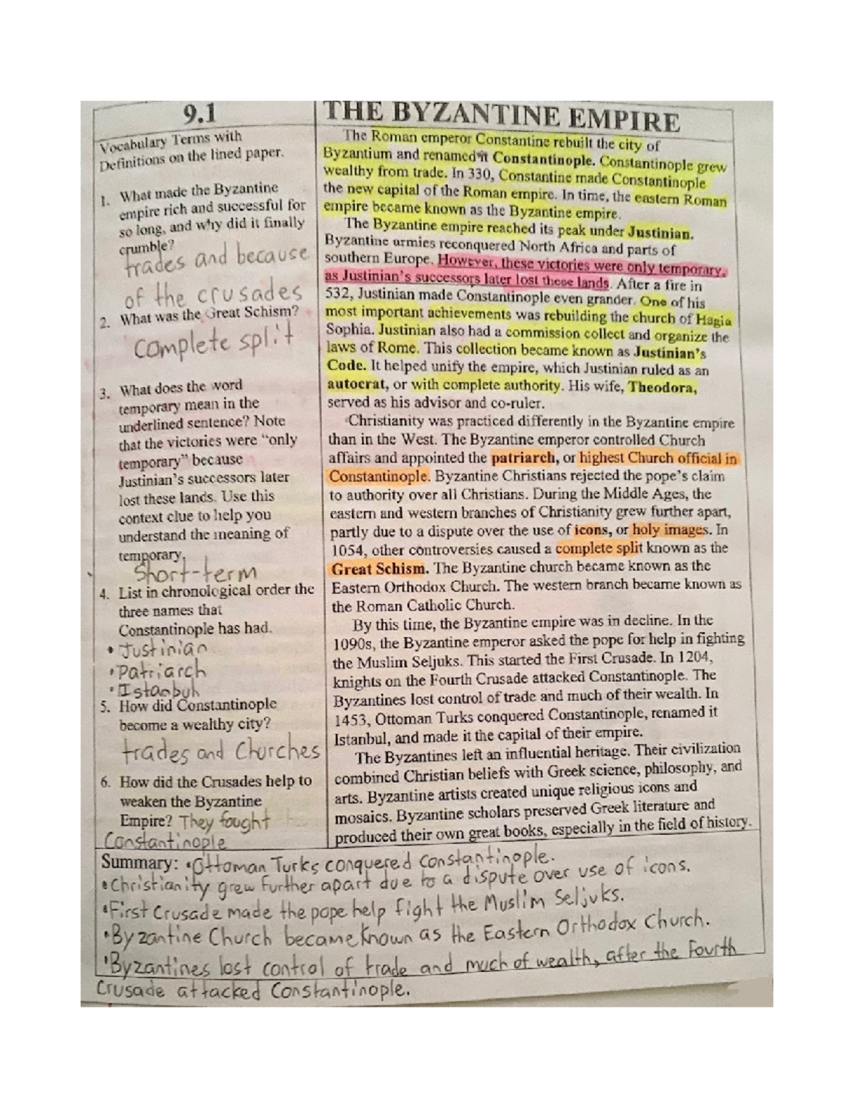 9.1 The Byzantine Empire - His-110 - Studocu