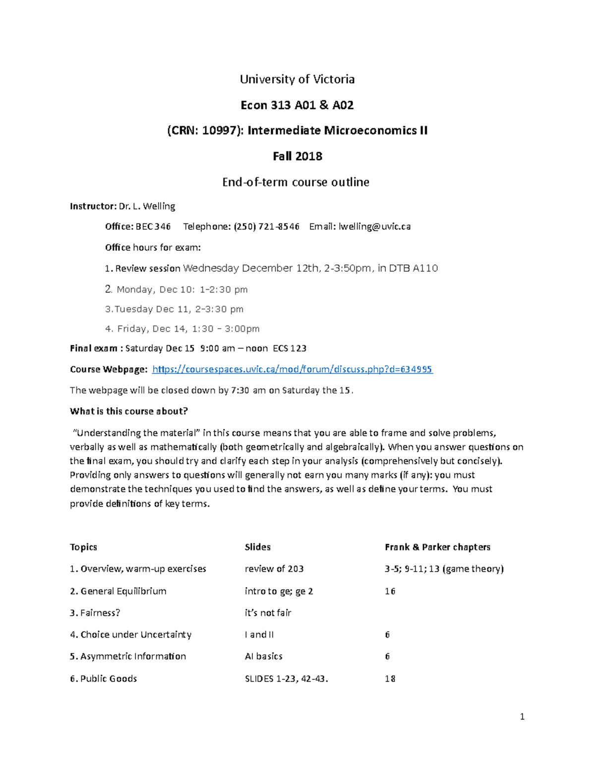 313 2018 09 end of term outline what we covered - University of ...